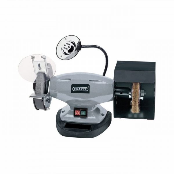 Bench Grinder DRAPER 6" with Wire Wheel & Light [+A] D - Warrior Warehouses