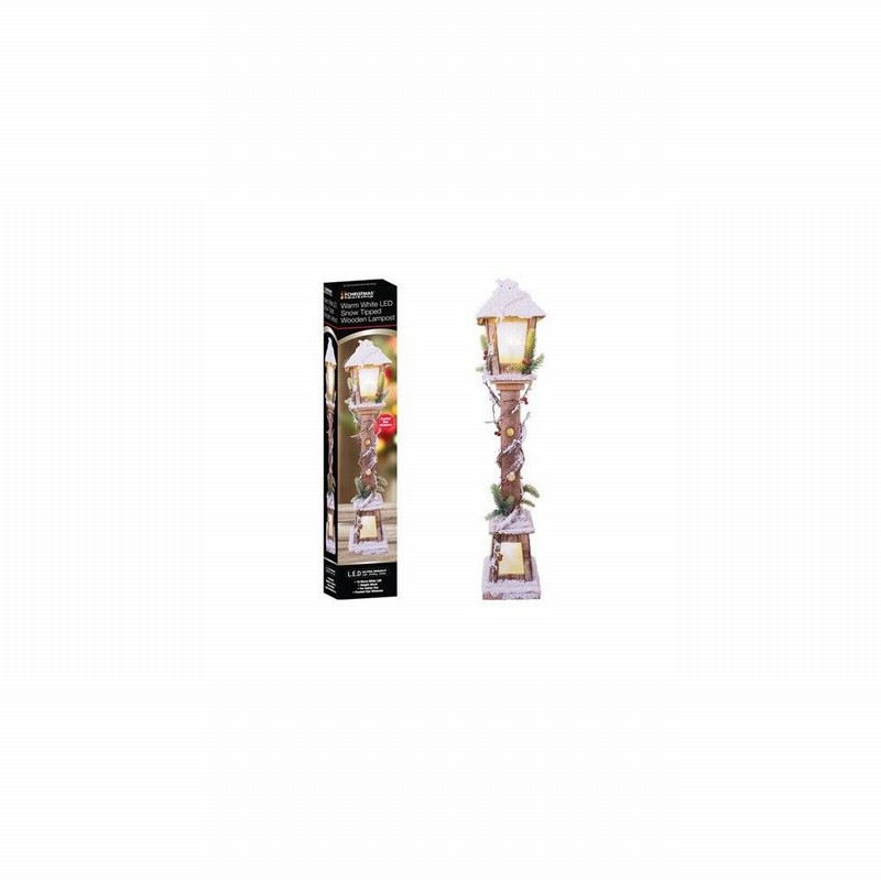Christmas Lamp Post Snow Tipped LED 85cm Wooden - Warrior Warehouses